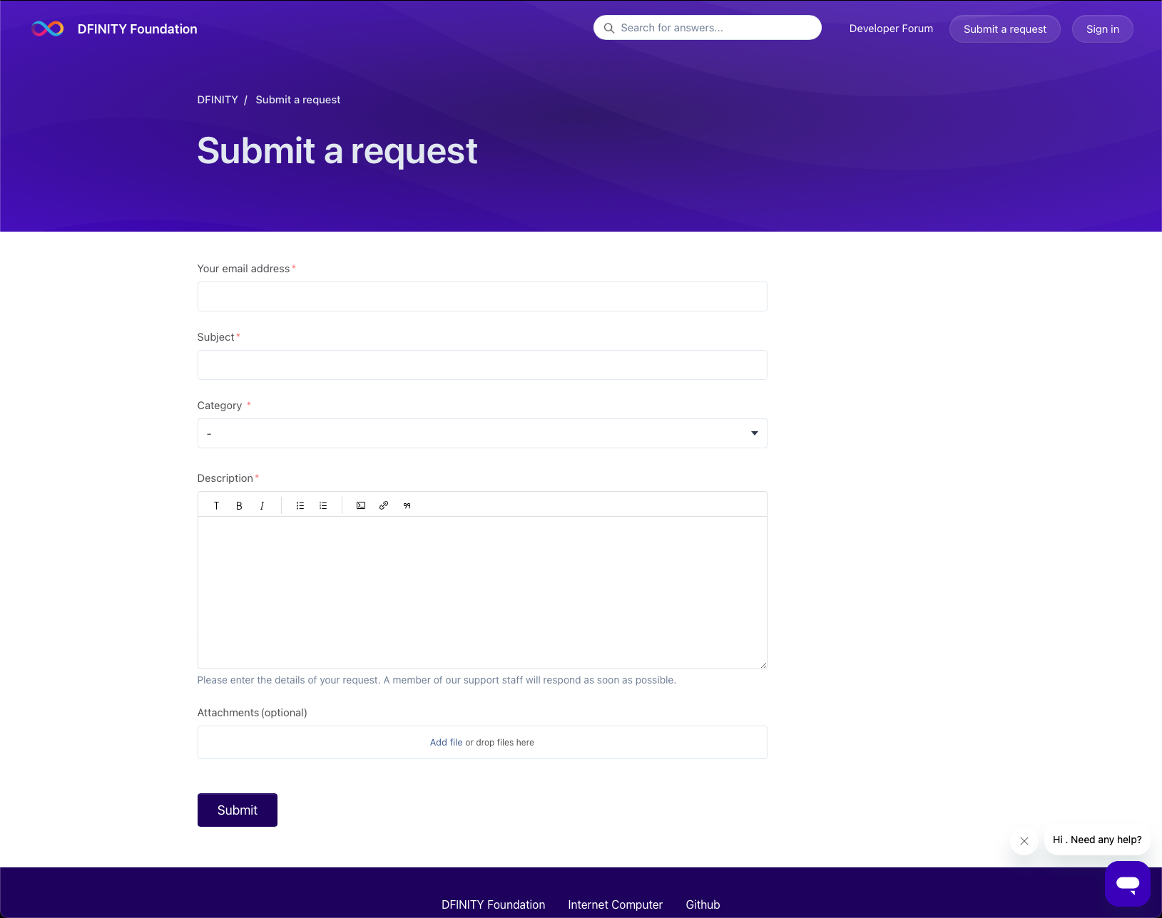 How to Submit a Support Ticket – DFINITY